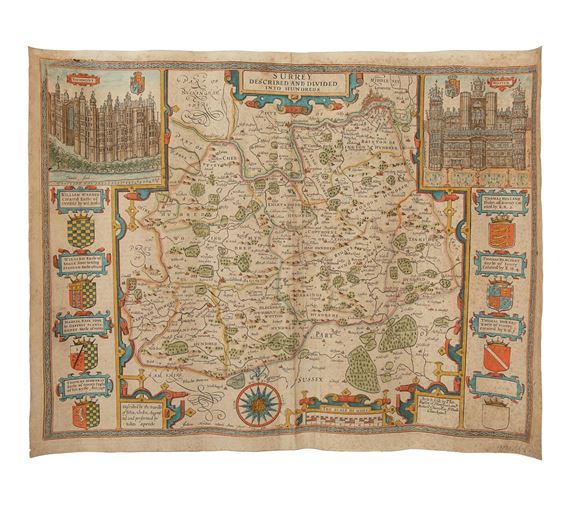John Speed | A Map of Surrey described and divided into hundreds ...
