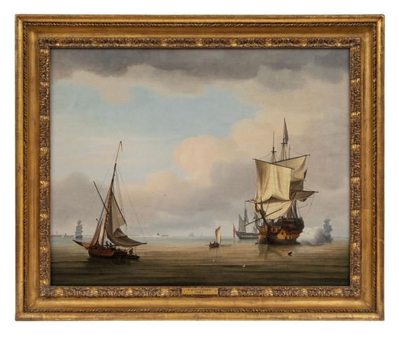 Thomas Whitcombe | A Royal Navy Three-Decker announcing her Departure ...