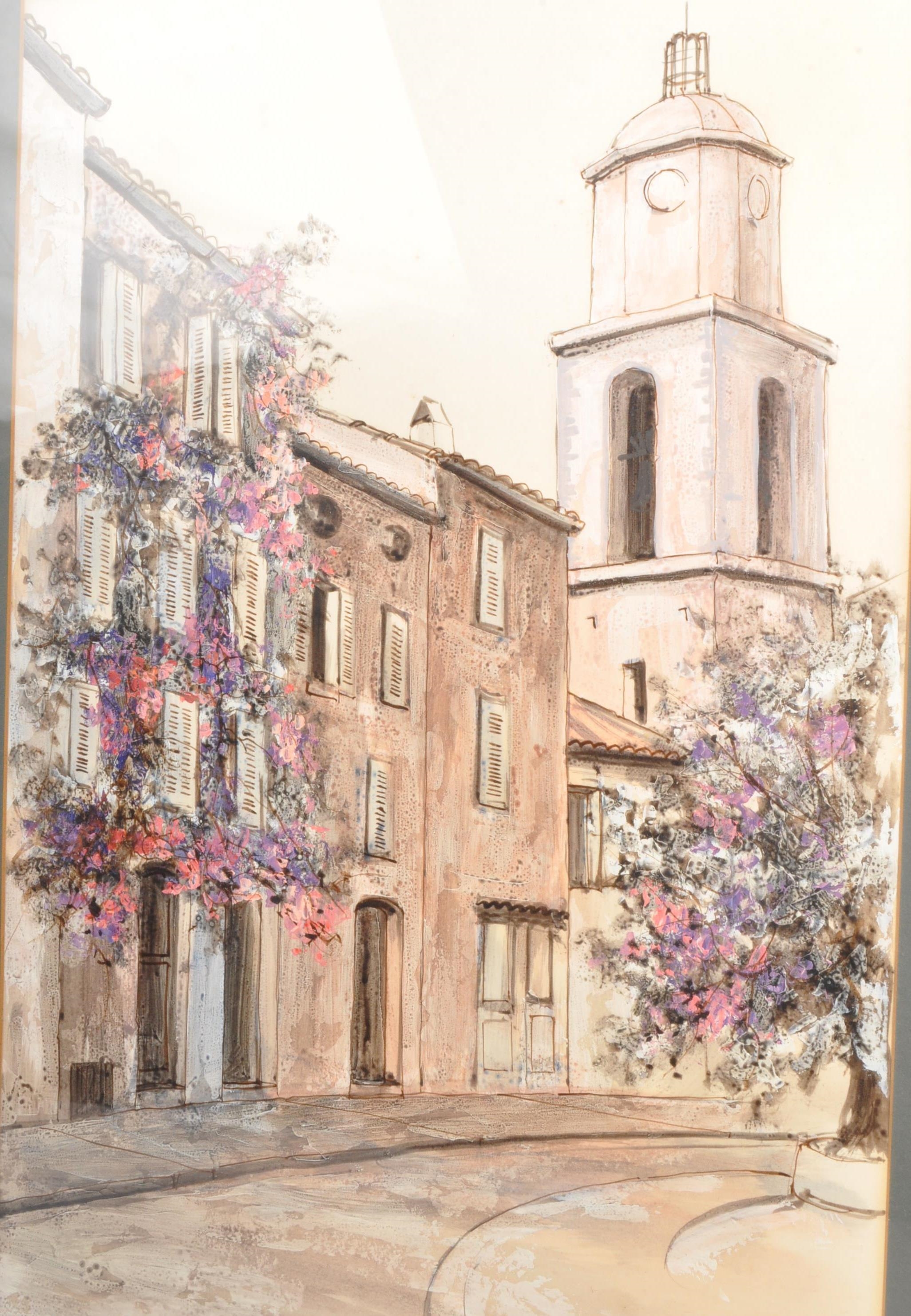 Jean Claude Cubaynes | a street in St Tropez with trees in blossom ...