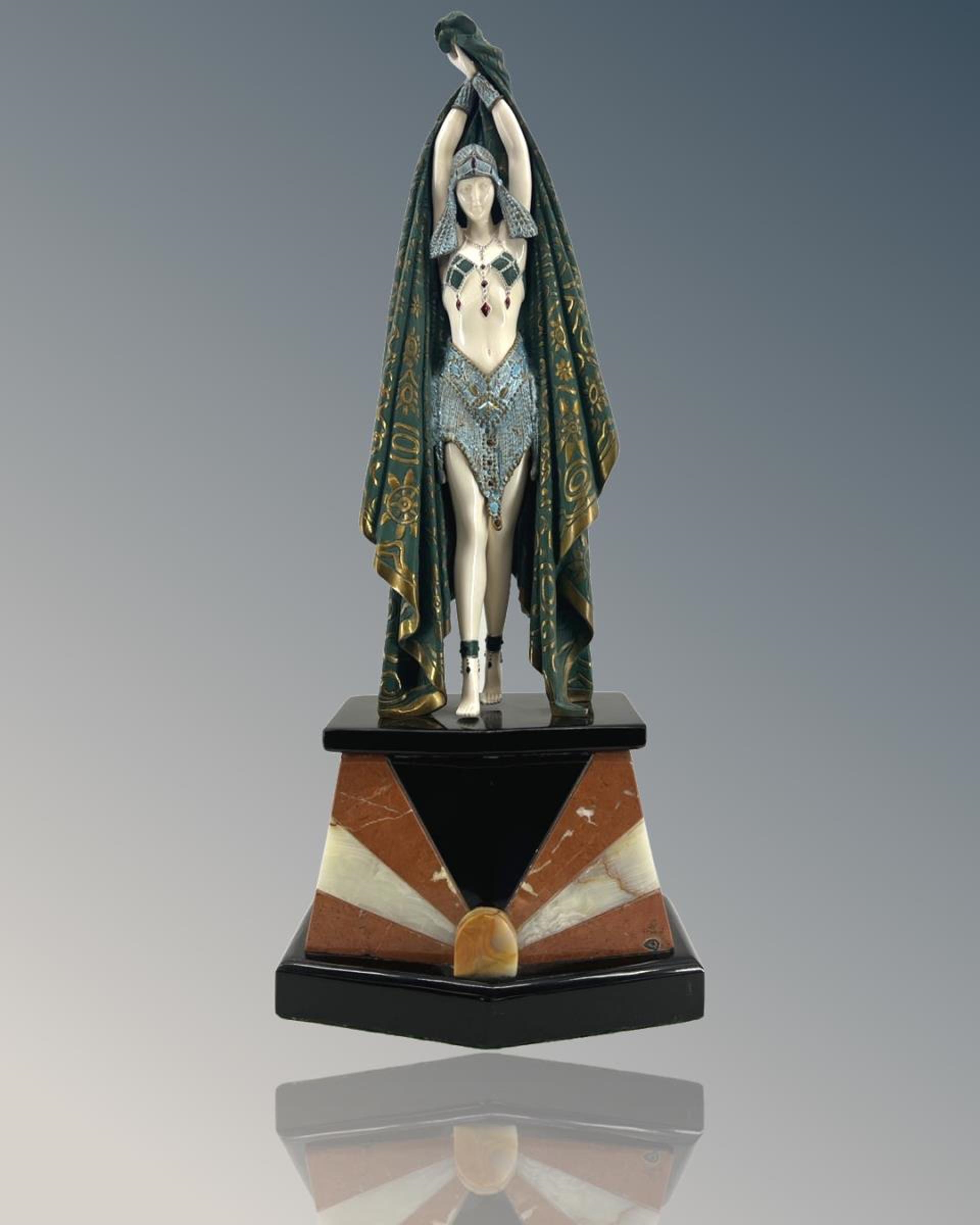 Demétre H. Chiparus | Signed Demetre Chiparus Chryselephantine Antinea Sculpture | MutualArt