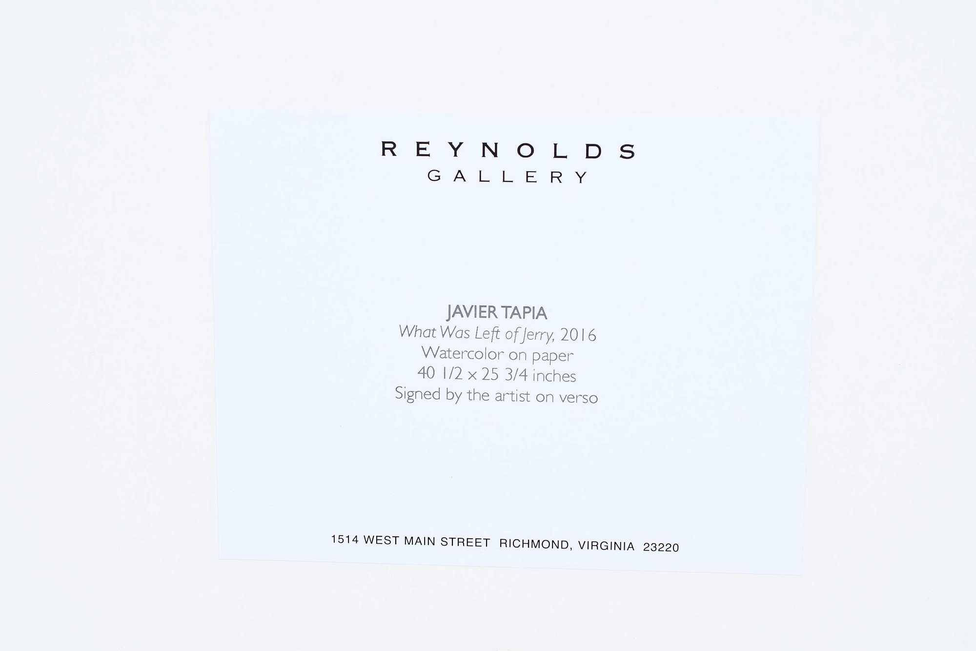 Javier Tapia | What was left of Jerry (2016) | MutualArt