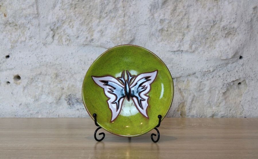 Jean Picart le Doux | Ceramic plate with stylized butterfly | MutualArt