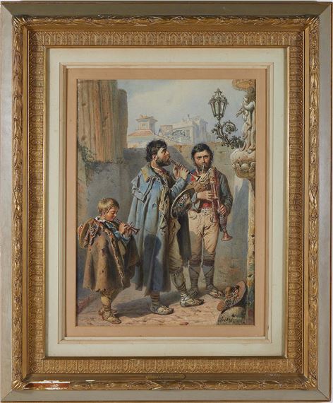 Carl Goebel | ITALIAN ZAMPOGNA AND FLUTE PLAYERS (1824) | MutualArt
