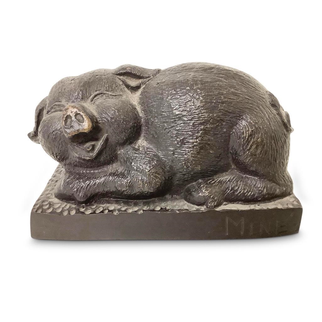 Pierre-Jules Mene | In the form of a cheerful pig lying resting | MutualArt