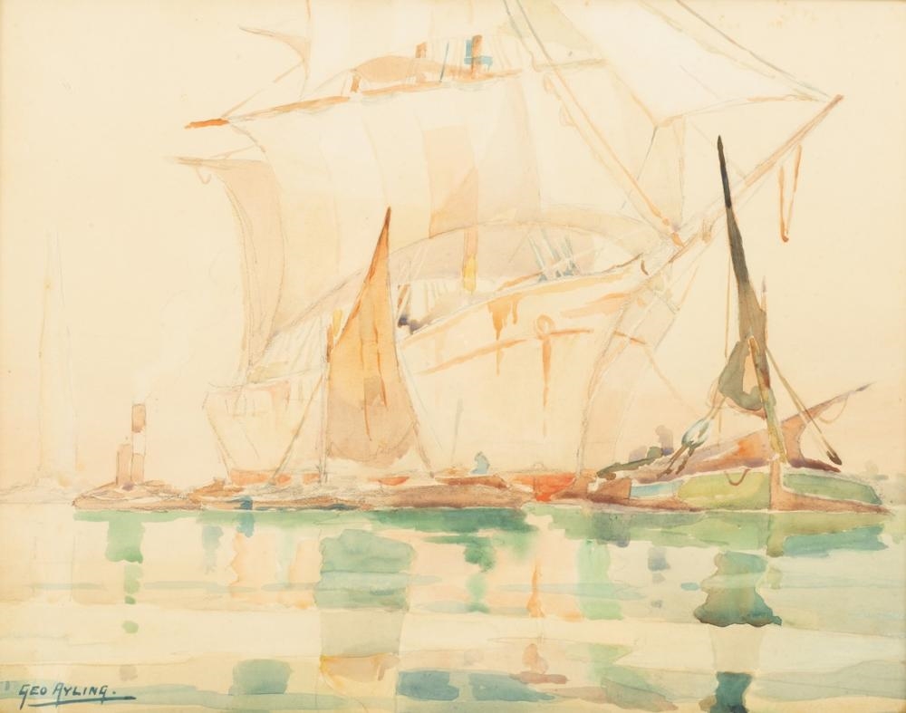 George Ayling | George Ayling (1887-1960)/Stretching Her Canvas/signed ...