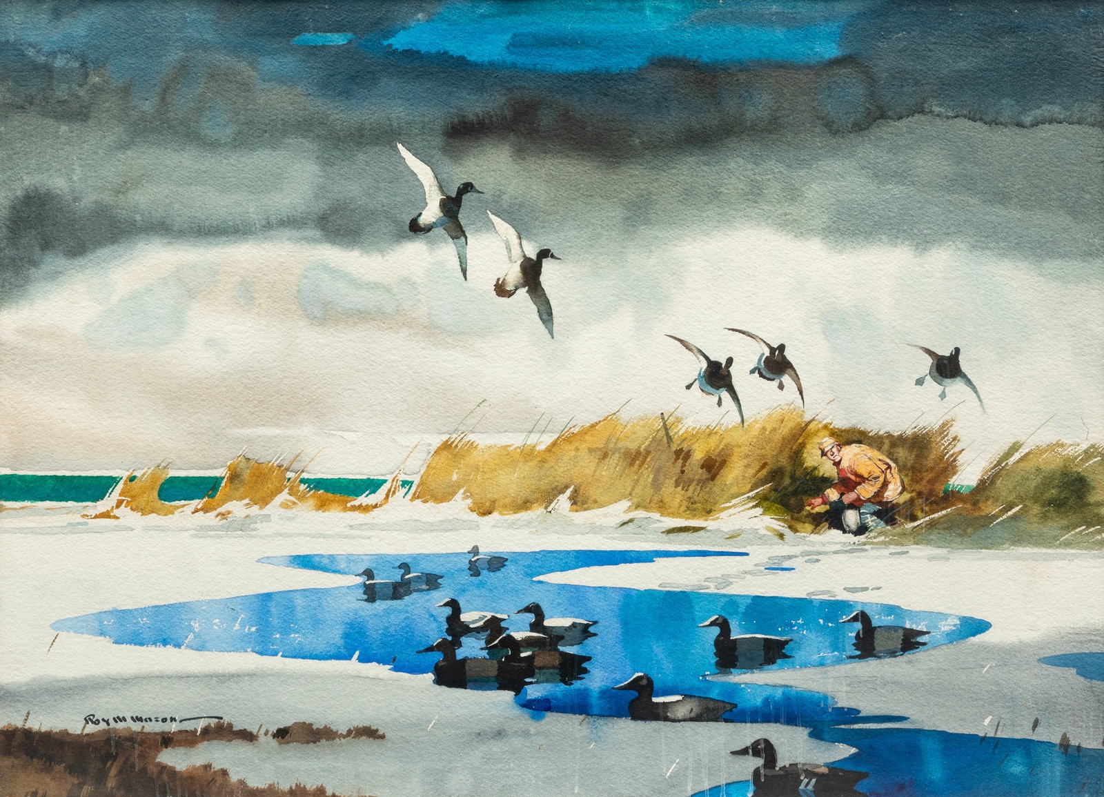 Roy M. Mason | Waves on the coast, likely California. | MutualArt