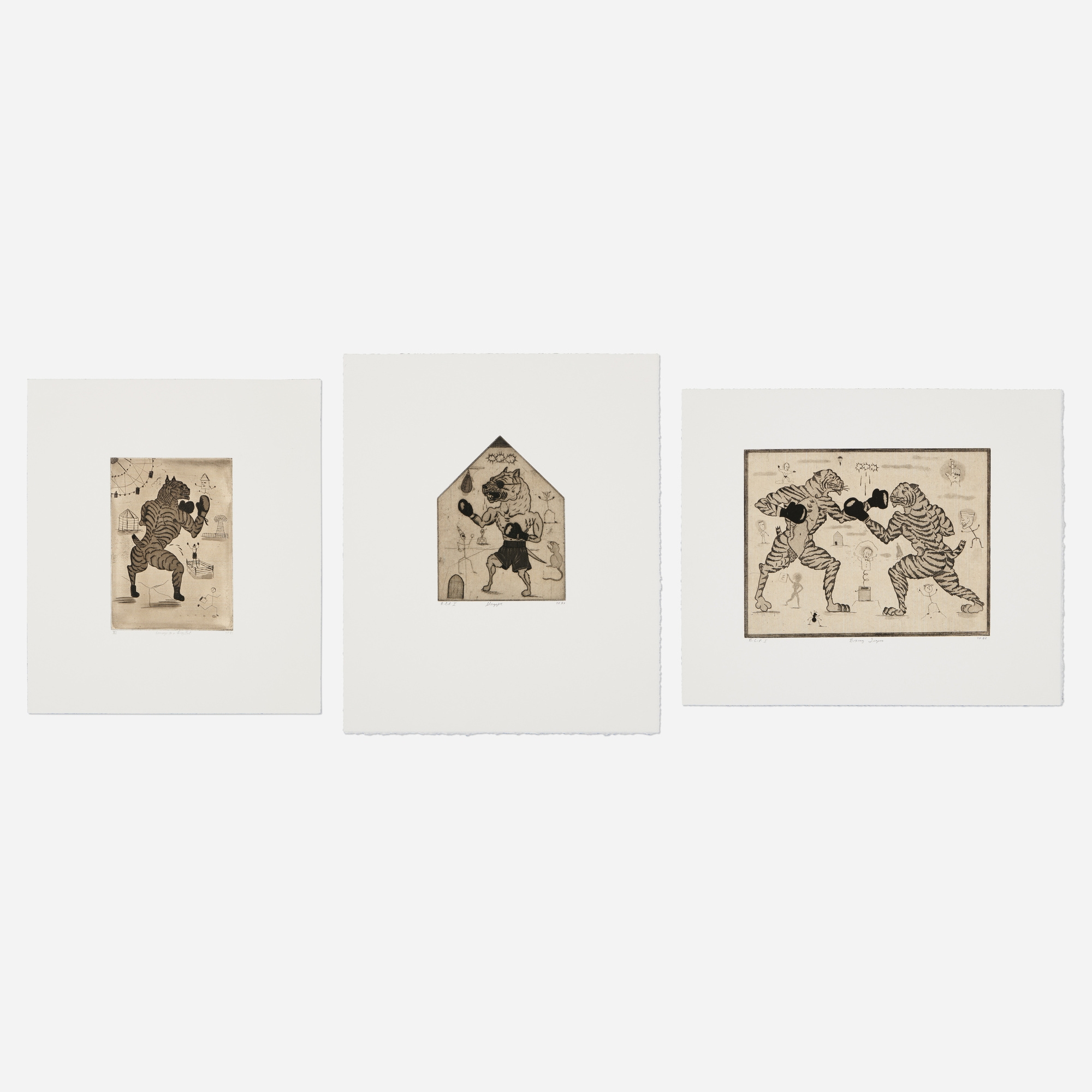 Tony Fitzpatrick | Homage to a Big Cat; Slugger; Boxing Tigers (three ...