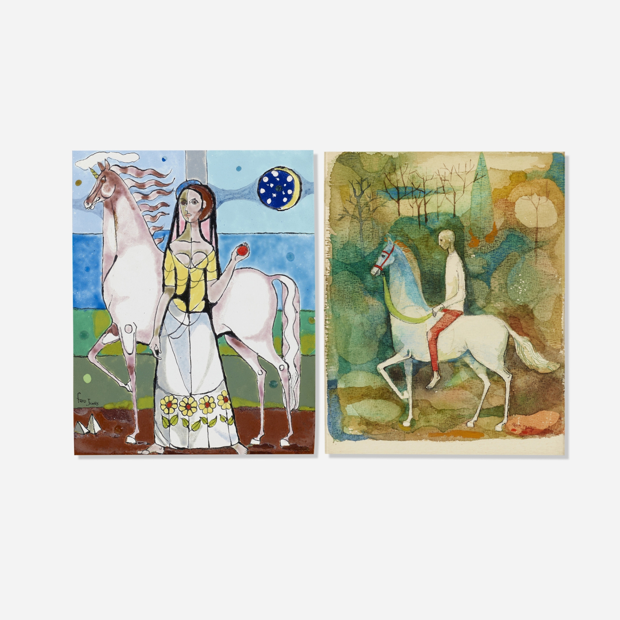 Frederick D. Jones | Untitled (Woman and Horse); White Horse (two works ...