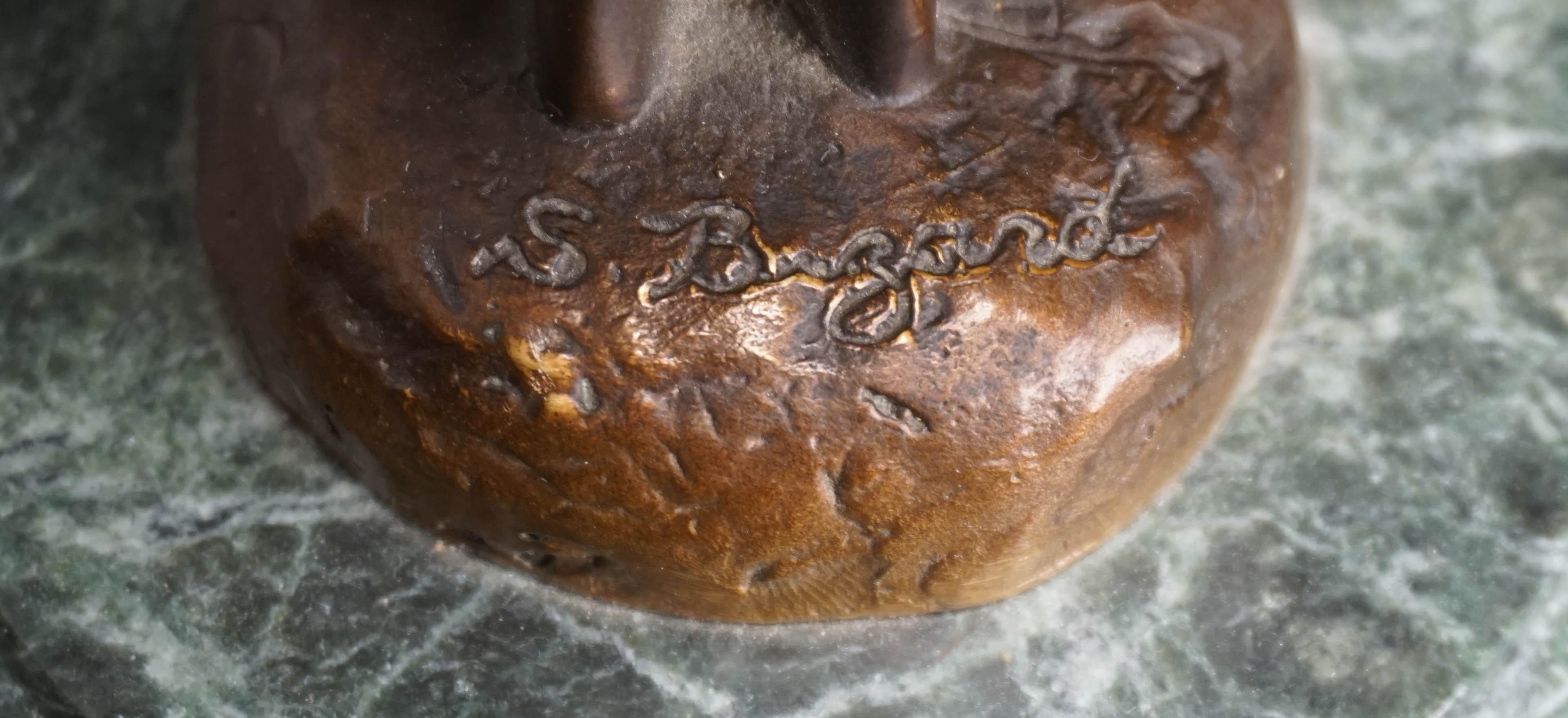 Suzanne Bizard | Bronze Figure of Young Girl Holding Bouquet of Flowers ...