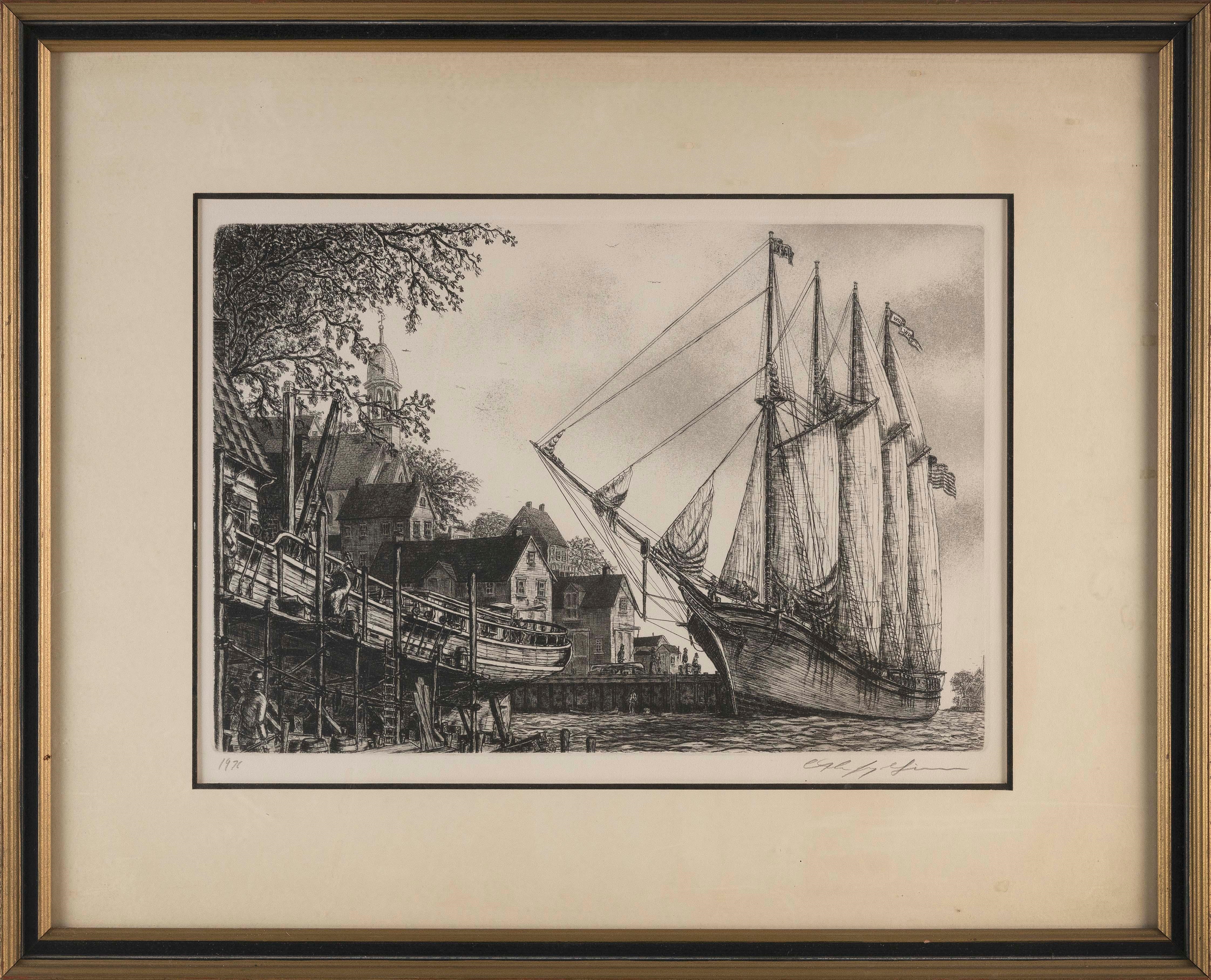 Alan Jay Gaines | Whaler Charles W Morgan and Schooner . | MutualArt