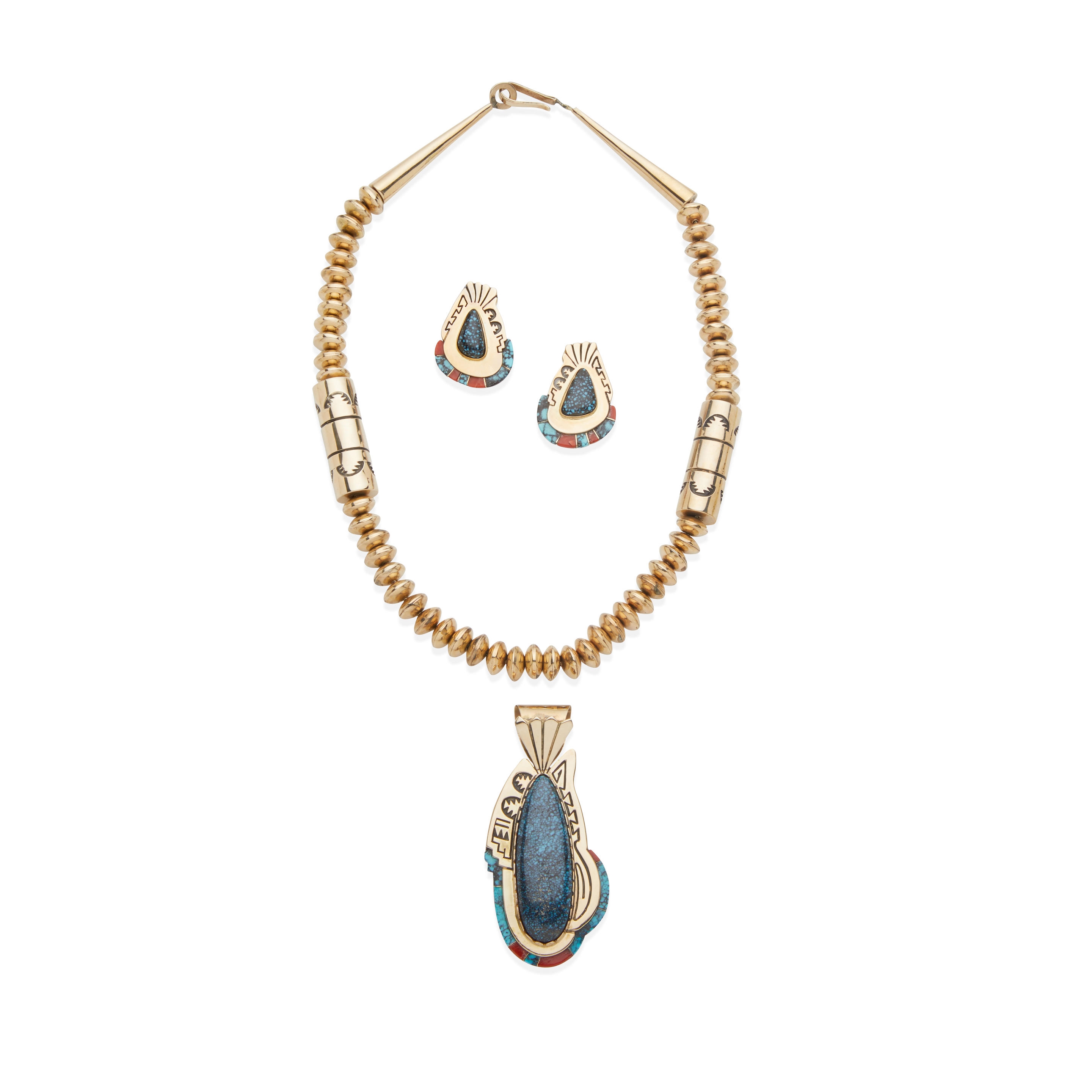 Abraham Begay | An Abraham Begay gold jewelry suite | MutualArt