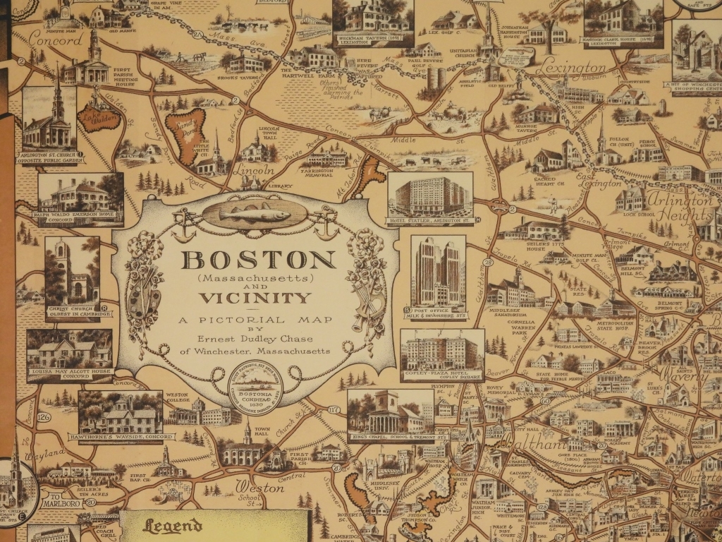 Ernest Dudley Chase | Massachusetts 1878-1966 Depicts a map of the Boston area copyrighted 1938 ...