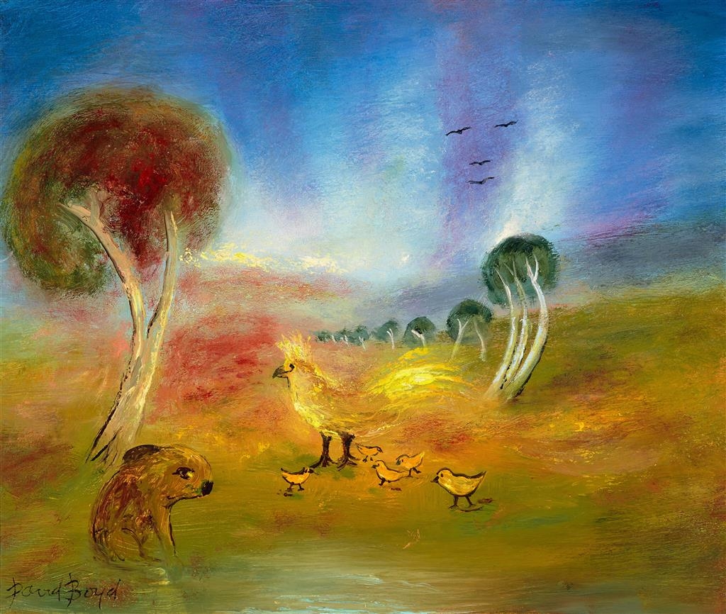 David Boyd | Merrics Wombat and Chook and Chickens (1994) | MutualArt