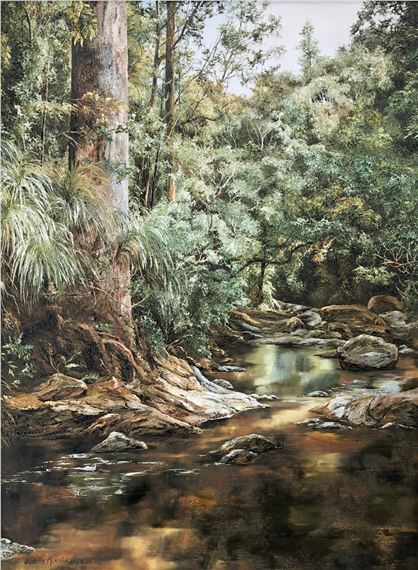 Judith Moreton | Kauri Beside Waioma River (1990) | MutualArt