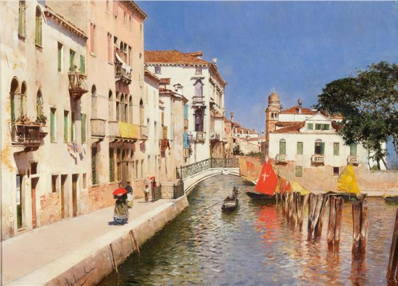 Rubens Santoro | Promenade by a Venetian Canal | MutualArt