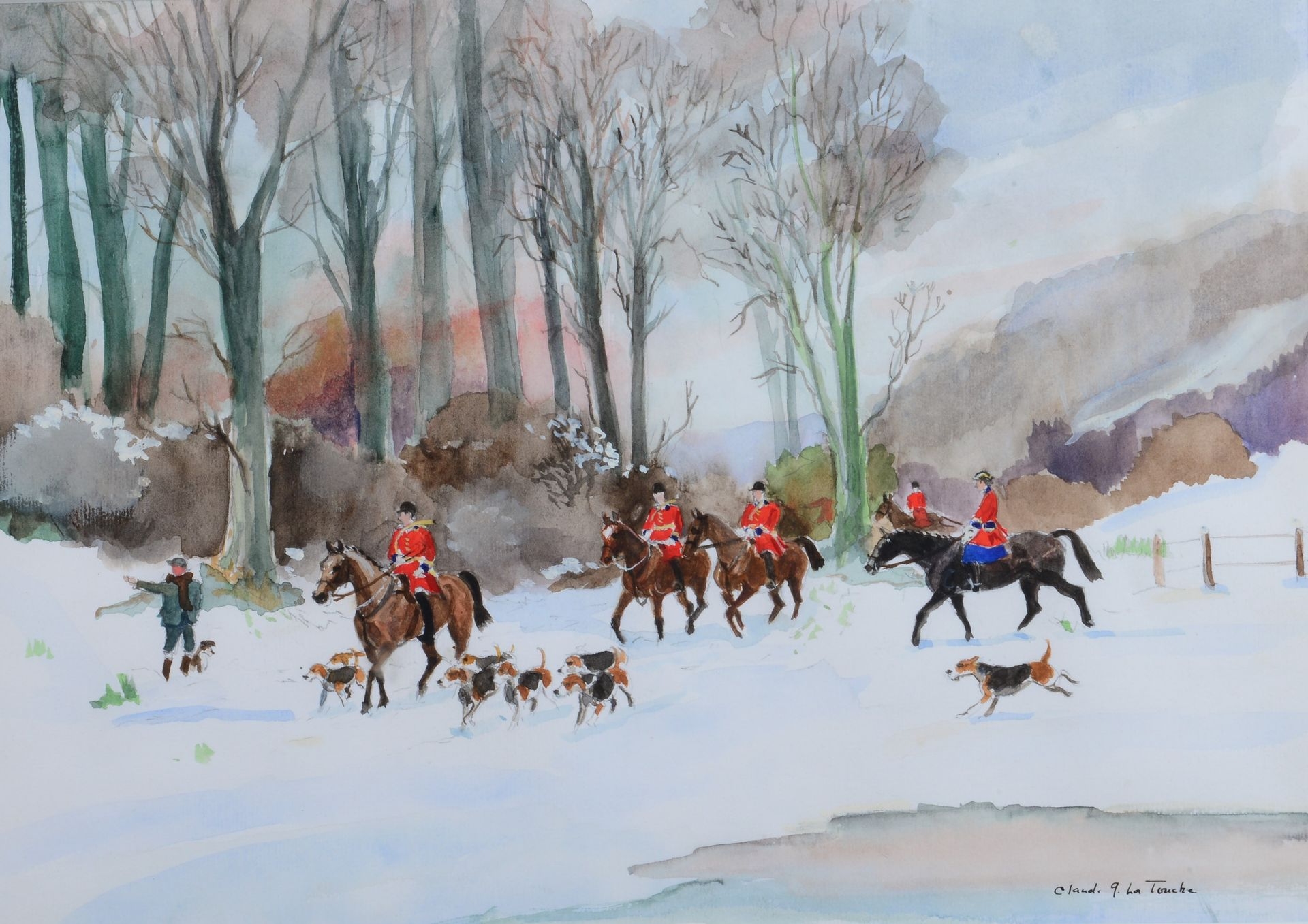 Gaston la Touche | Scene of hunting in winter | MutualArt