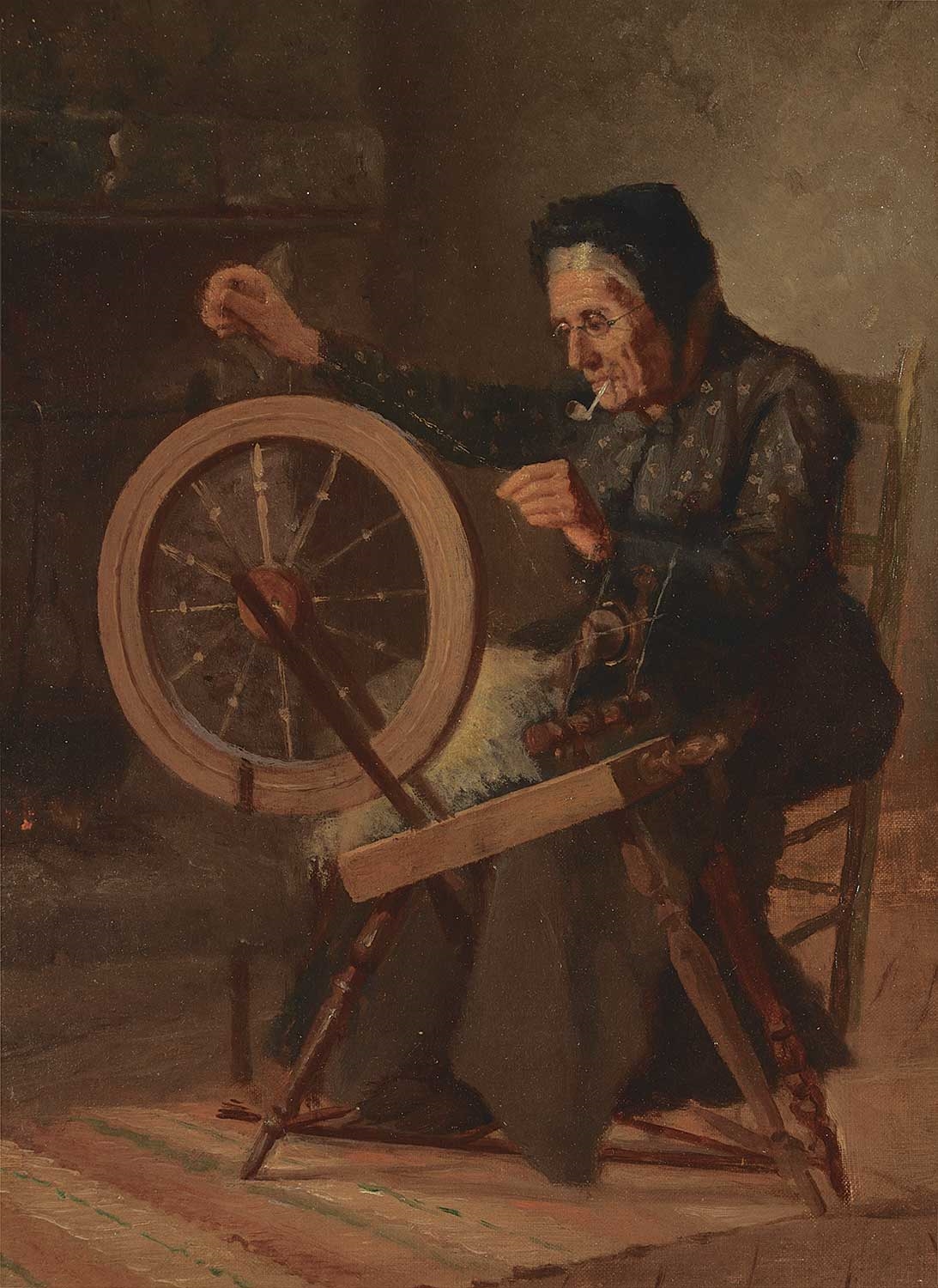 William Raphael | Old Lady Spinning | MutualArt