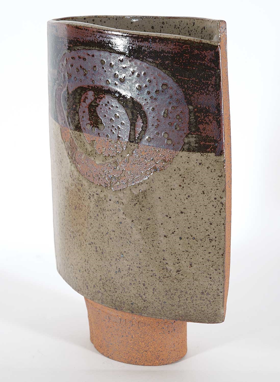 Luke Lindoe | Untitled - Red and Grey Flat Vase | MutualArt