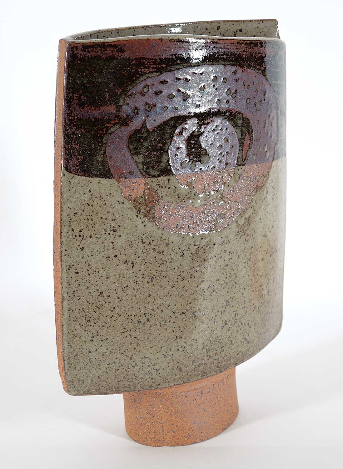 Luke Lindoe | Untitled - Red and Grey Flat Vase | MutualArt