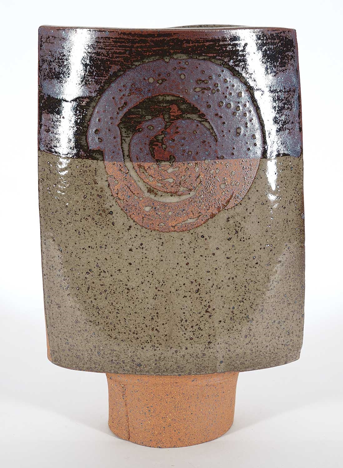 Luke Lindoe | Untitled - Red and Grey Flat Vase | MutualArt