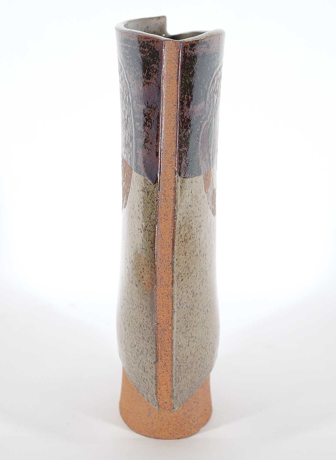 Luke Lindoe | Untitled - Red and Grey Flat Vase | MutualArt