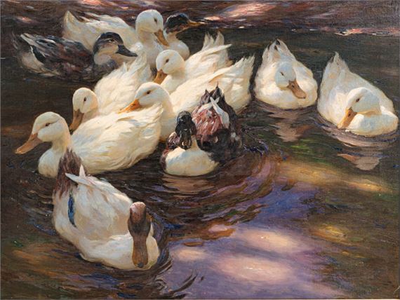 Alexander Max Koester | Eleven ducks in the morning sun | MutualArt