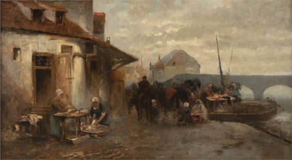 Albert Kappis | Fish market at a Dutch canal. | MutualArt