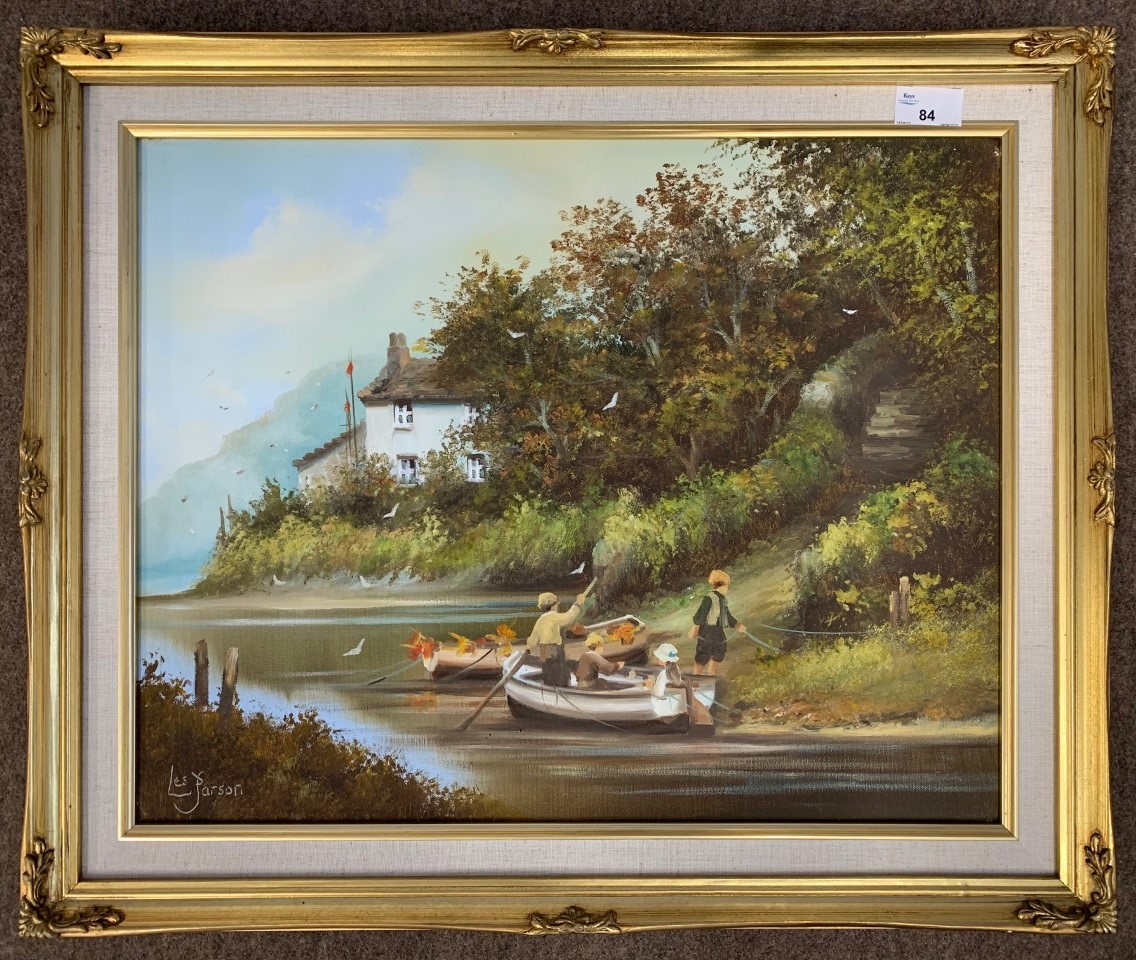 Les Parson | children at play upon a boat | MutualArt