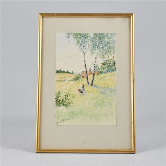 Einar Torsslow | Blomsterplockande barn | MutualArt