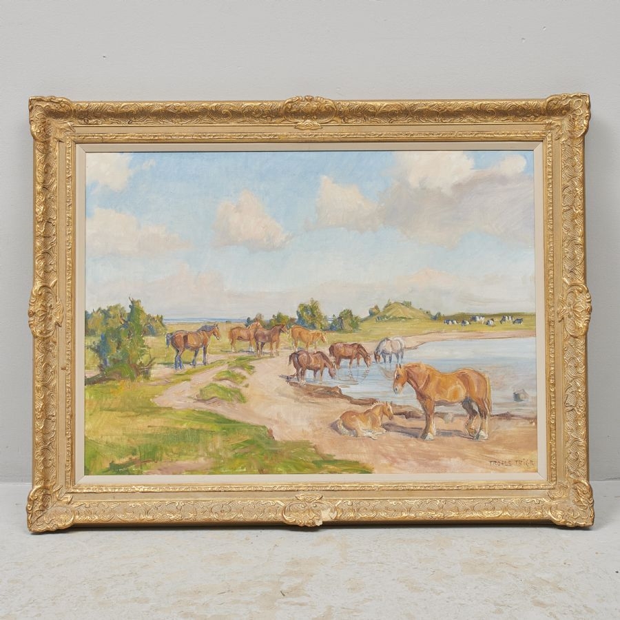 Troels Trier | Landskap med hästar | MutualArt