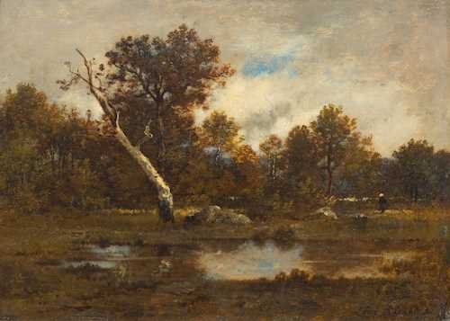 Léon Richet | Figure by a forest pool (1881) | MutualArt