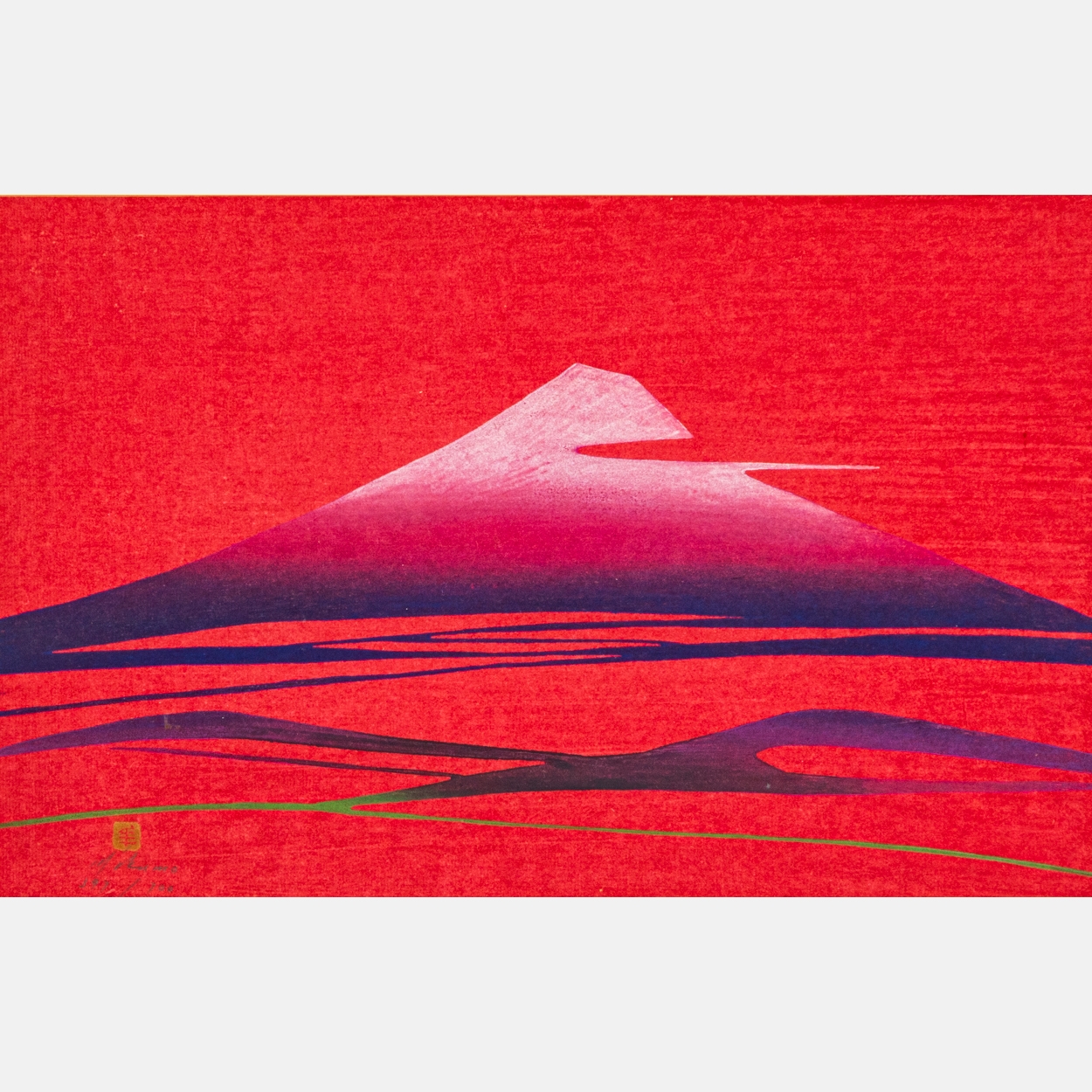 Inagaki Nenjiro | Geisha and Mount Fuji in Red | MutualArt