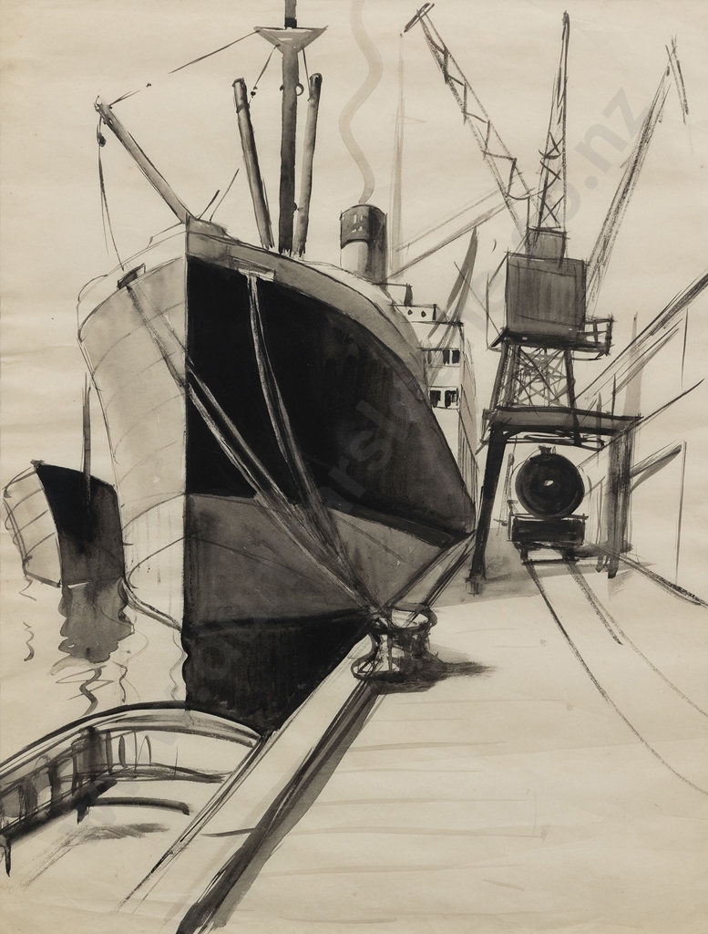 John Weeks | John Weeks (1888 - 1965) - Ship in Dock (1888) | MutualArt