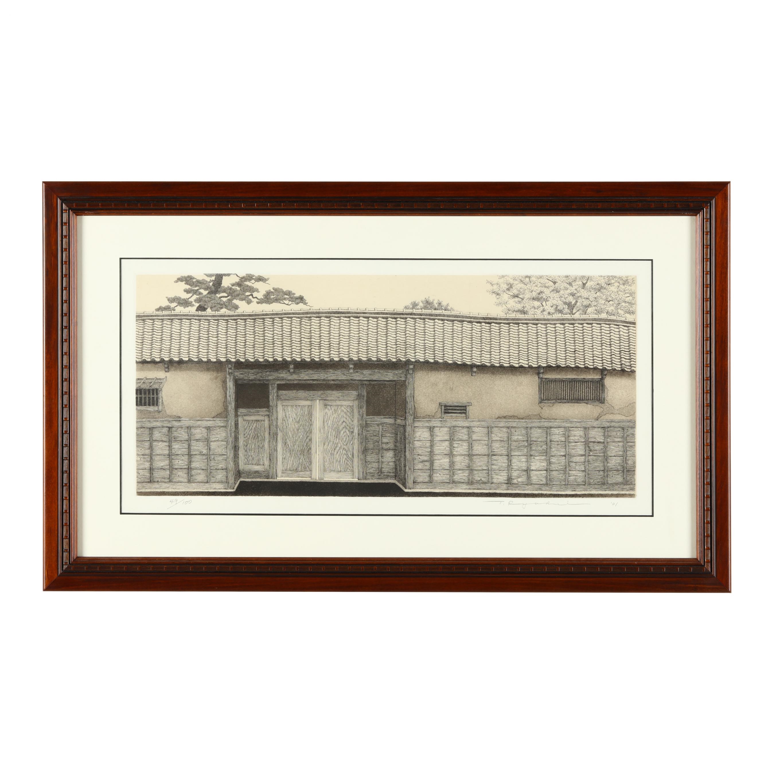 Ryohei Tanaka | Etching of a Japanese House (1963) | MutualArt