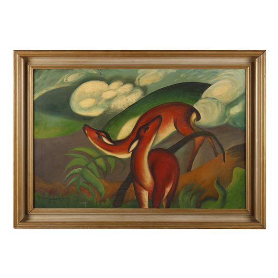 Joseph Collazzi | Two Deer in a Landscape (Circa 1930) | MutualArt