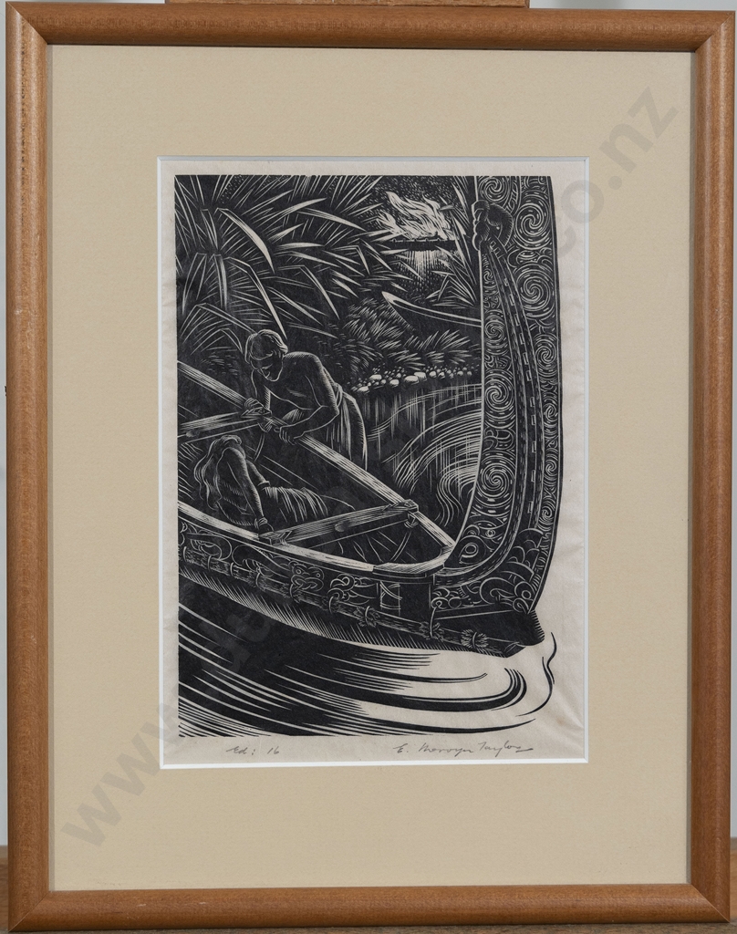 E. Mervyn Taylor | Maui fleeing from Mahuika, Goddess of Fire | MutualArt