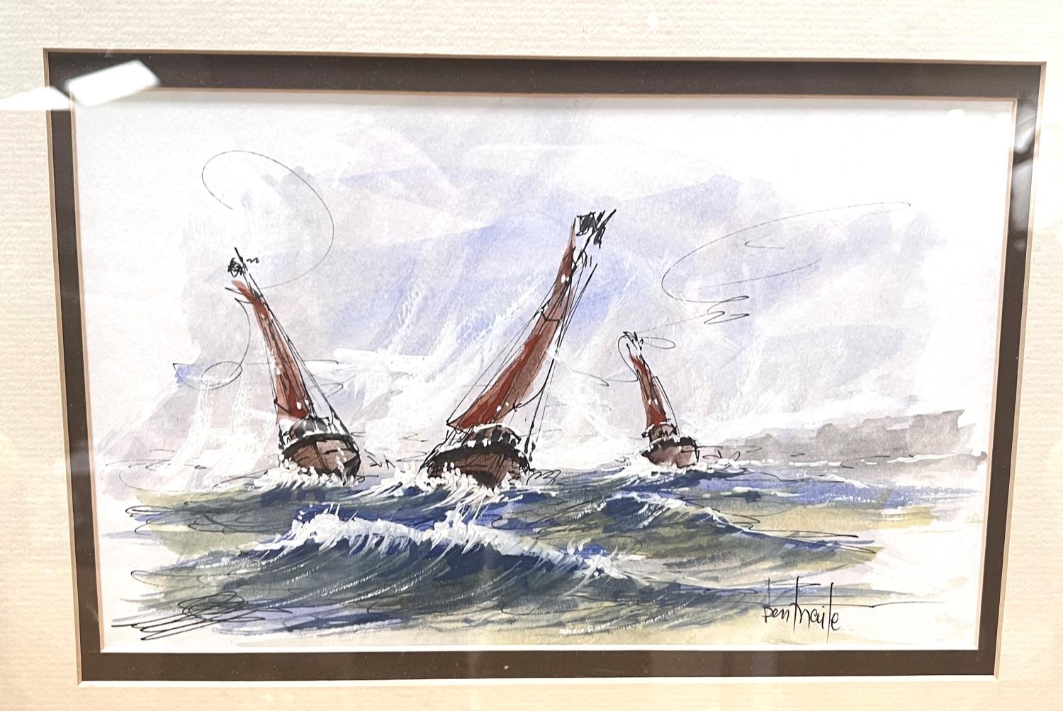 Ben Maile | Sail boats on choppy seas | MutualArt