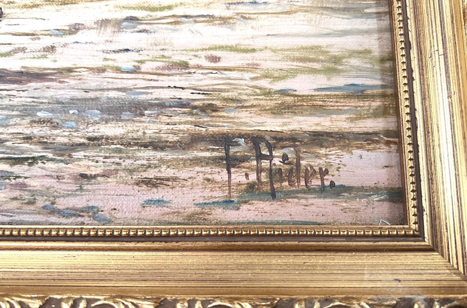 Frank Hider | Coastal scenes, boats moored on beaches at sunset | MutualArt