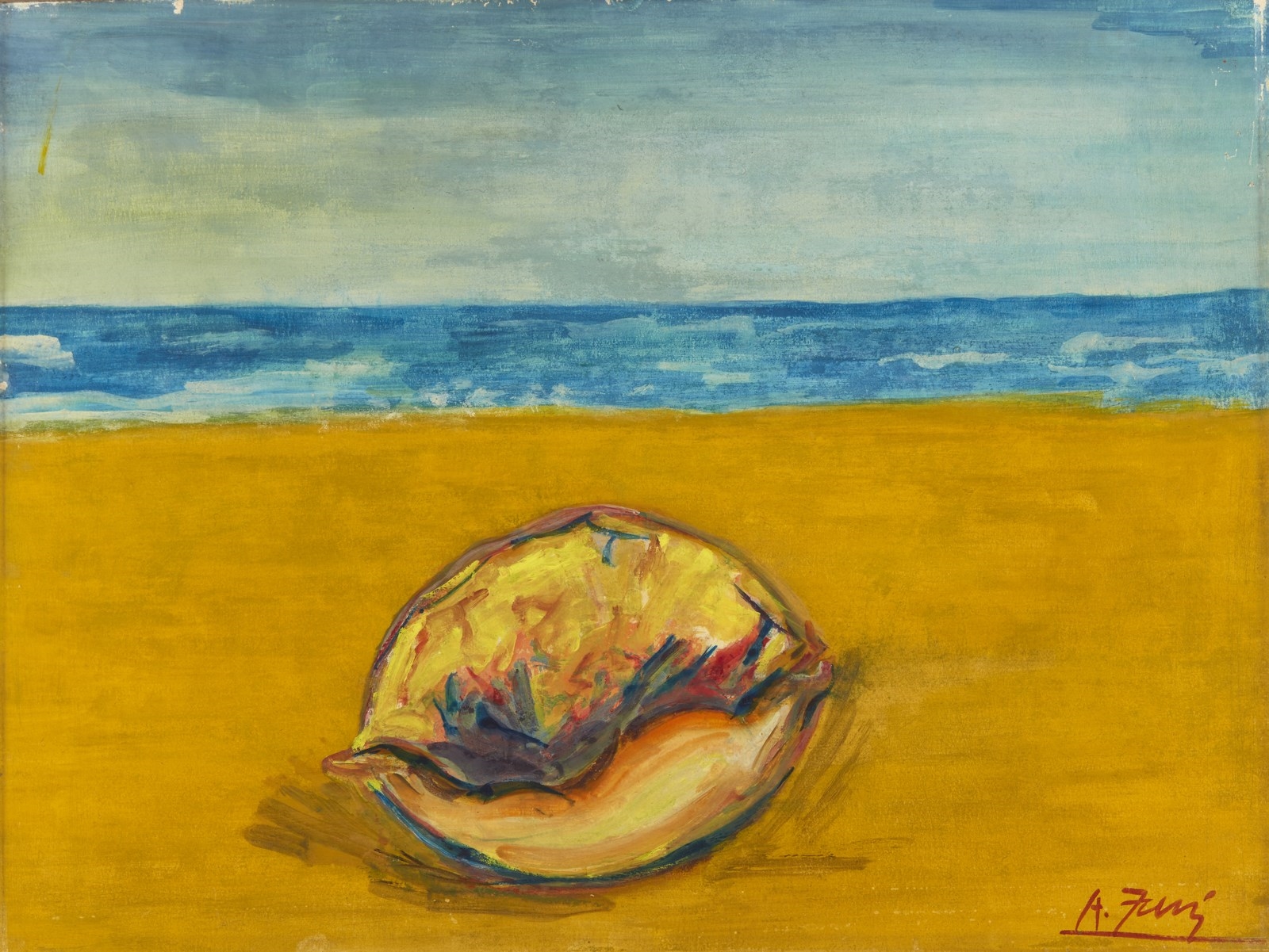 Achille Funi | Conchiglia sulla spiaggia. (Circa 1968) | MutualArt