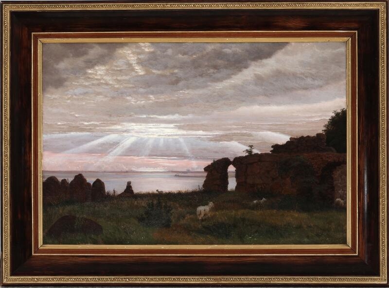 Vilhelm Kyhn | Sunset at Hammershus Castle Ruins | MutualArt