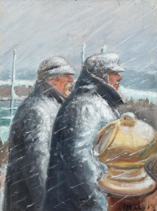 Michael Peter Ancher | View of the sea with a sailing ship on the ...
