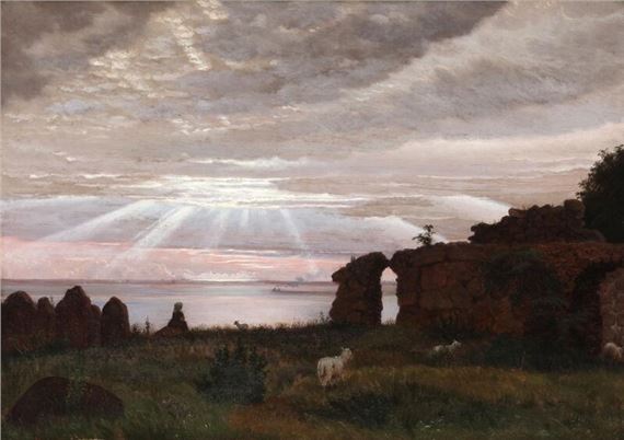 Vilhelm Kyhn | Sunset at Hammershus Castle Ruins | MutualArt