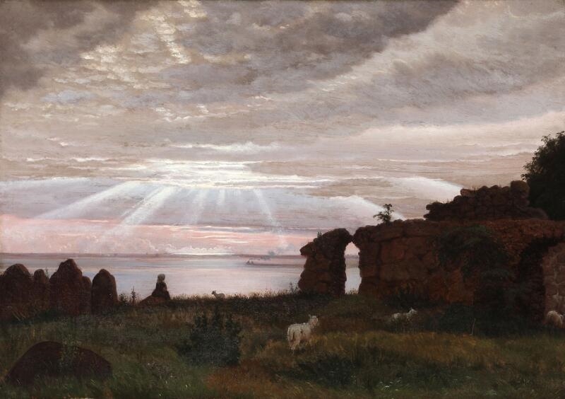 Vilhelm Kyhn | Sunset at Hammershus Castle Ruins | MutualArt