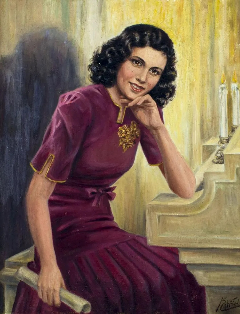 Kent Cottrell | Portrait of Woman in Red Dress | MutualArt