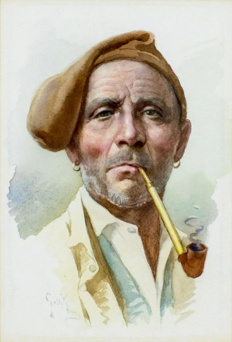 G Deluca | Portrait of Man with Pipe | MutualArt