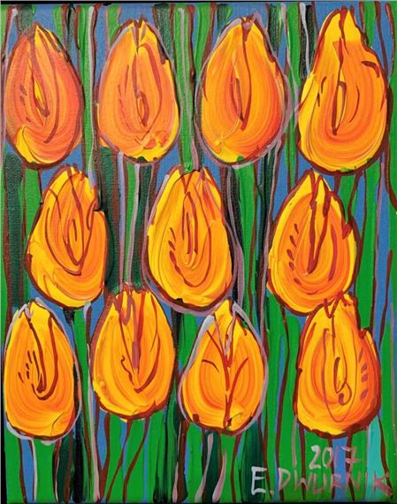 Edward Dwurnik | Yellow Tulips (2017) | MutualArt