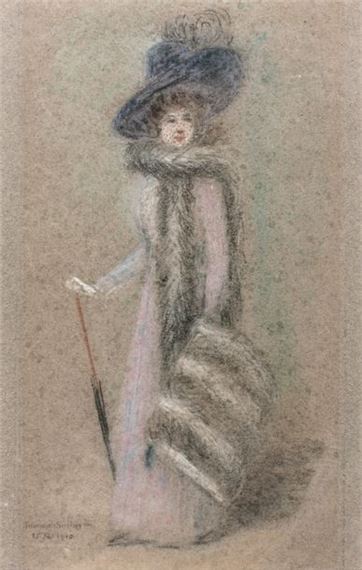 Raymond Fournier Sarlovèze | Elegant woman with veil and feathered hat ...