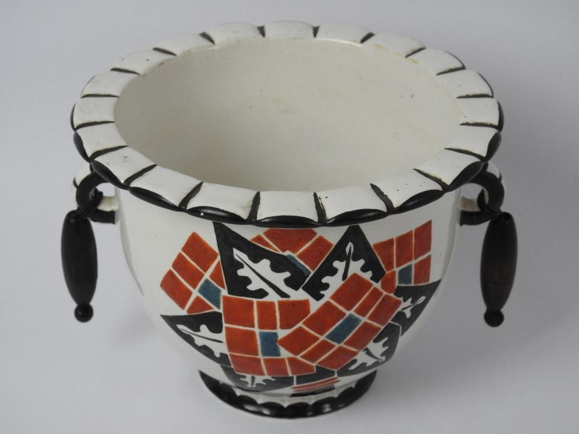 Marcel Goupy | : Petit vase ou cache pot en faience à décor géométrique ...