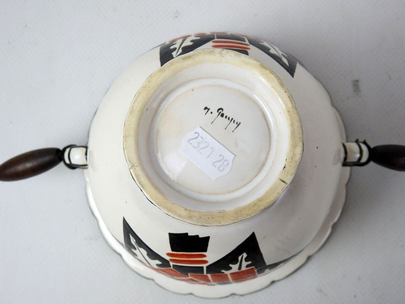 Marcel Goupy | : Petit vase ou cache pot en faience à décor géométrique ...