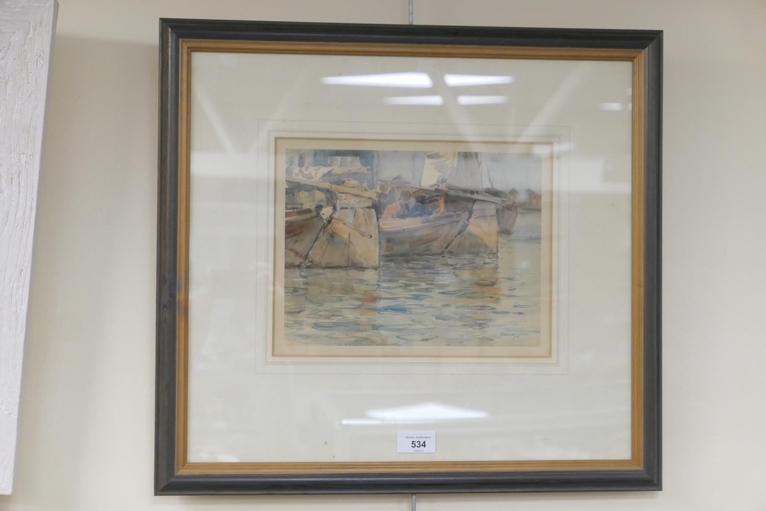 Arthur Briscoe | Moored fishing boats (1906) | MutualArt